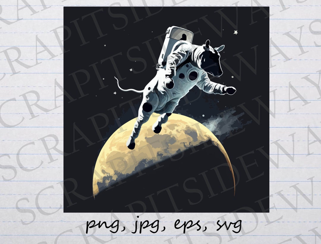 Cow Astronaut Clipart Vector Graphic Svg Png Jpg Eps Cow Jumping Over ...