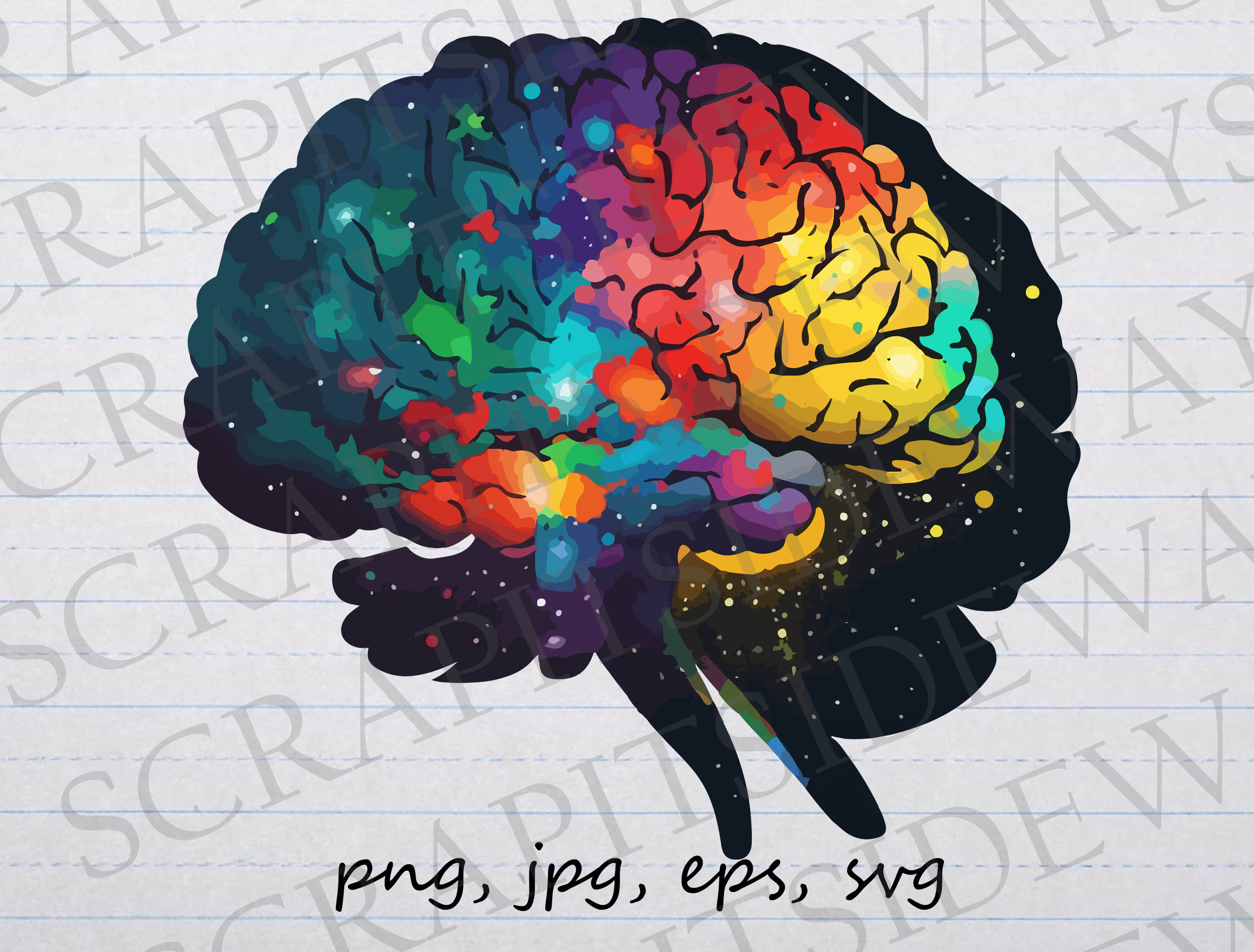 Galaxy Brain Clipart Vector Graphic Svg Png Jpg Eps Brain With Galaxies ...