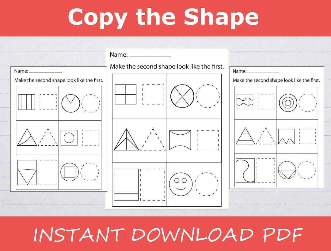 Copy the Shape Worksheets Printable Instant Download Educational ...