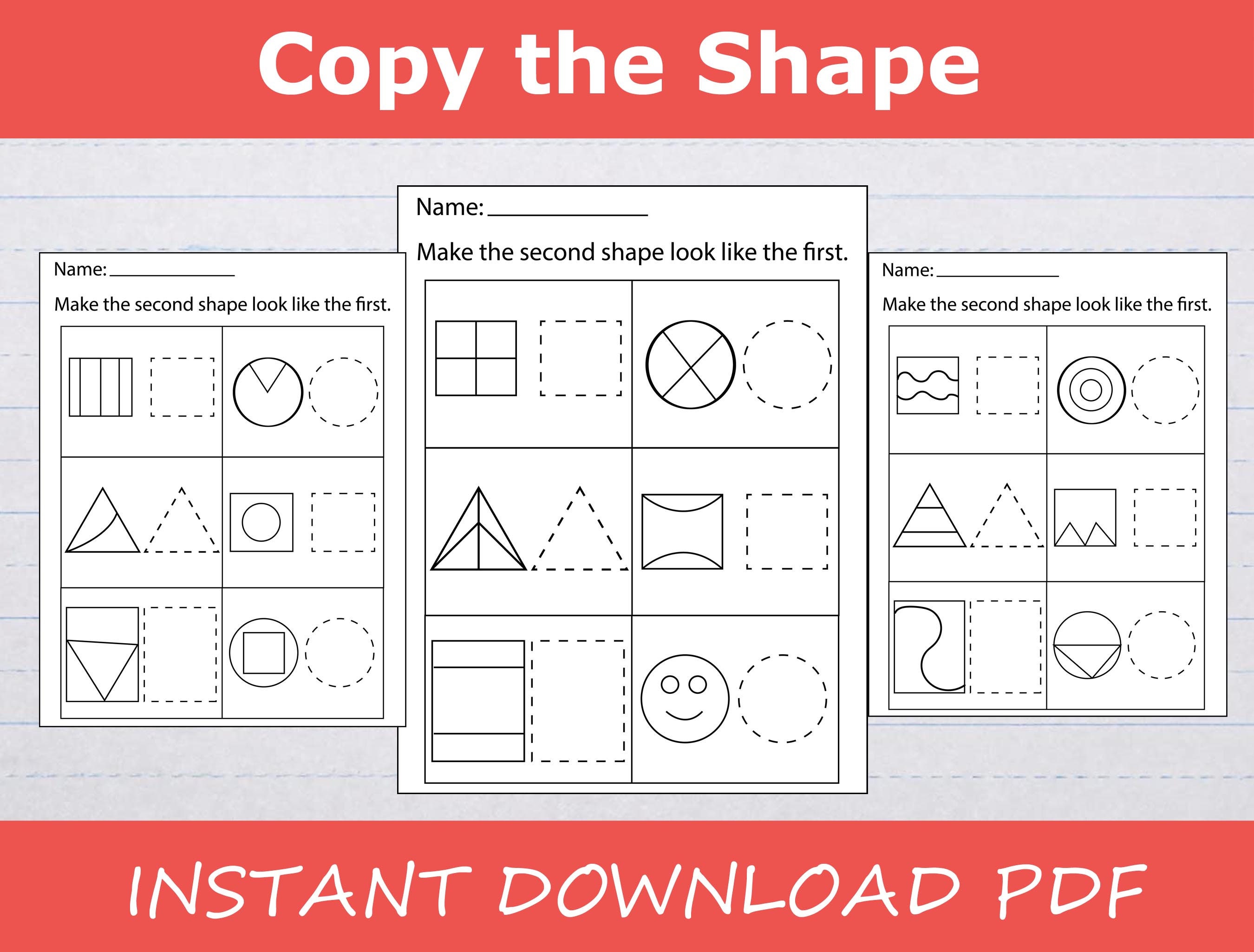 Copy the Shape Worksheets Printable Instant Download Educational ...