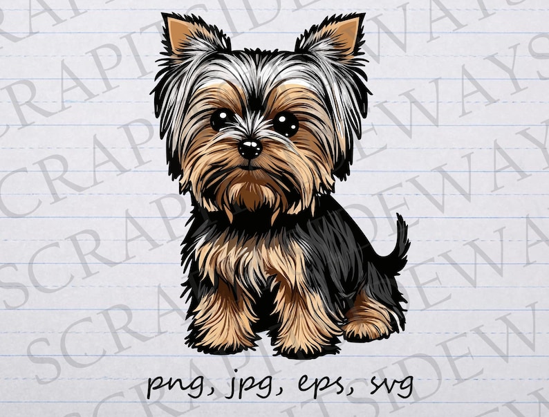 Cute Yorkie 2 Clipart Vector Graphic Svg Png Jpg Eps Dog Puppy - Etsy