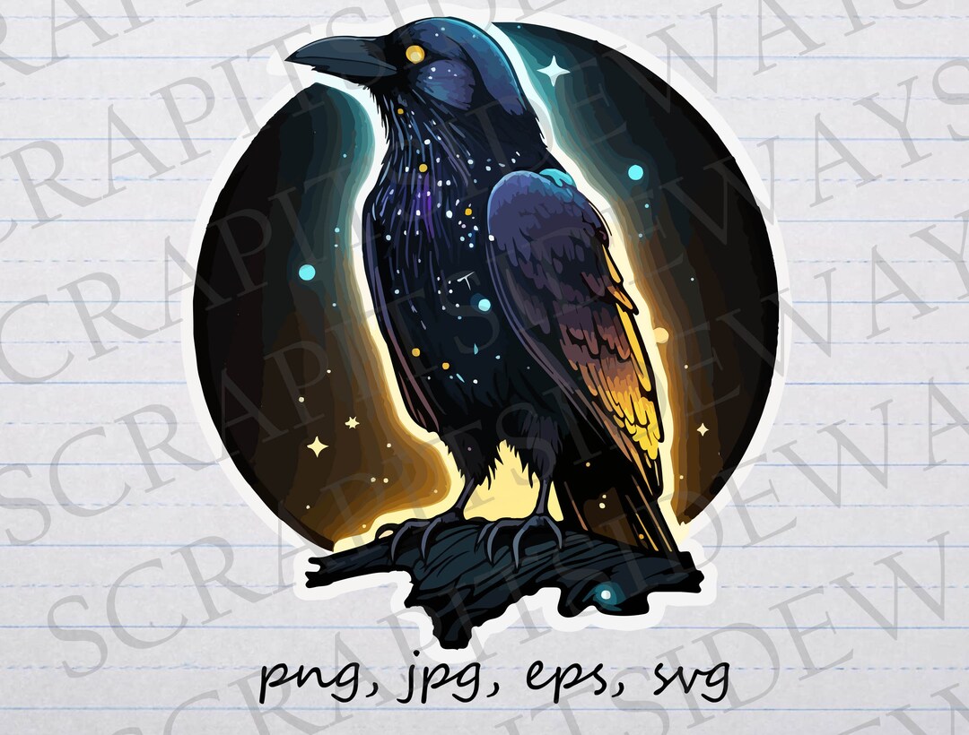 Starry Raven Clipart Vector Graphic Svg Png Jpg Eps Stars Night Sky ...