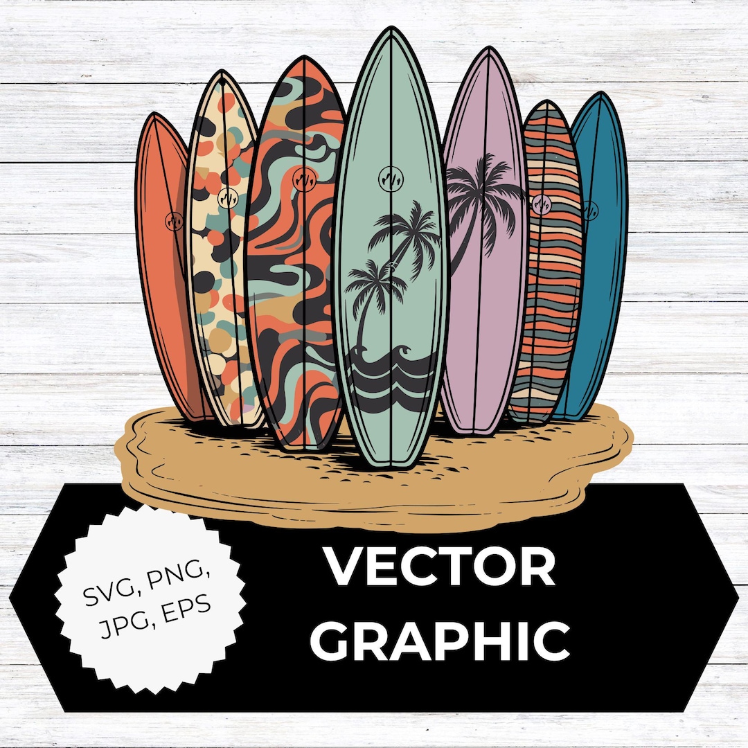 Surfboards Clipart on Beach | Summer Beach Svg Png Eps Jpeg | Coastal ...