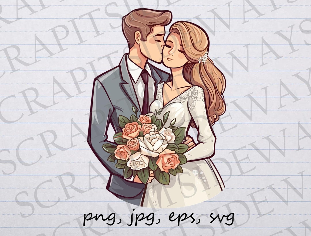 Cute Bride and Groom Clipart Vector Graphic Svg Png Jpg Eps Wedding ...