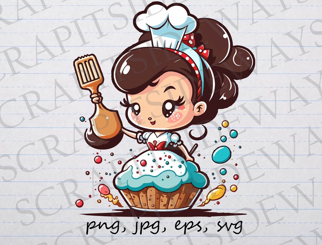 Baking Queen Clipart Vector Graphic Svg Png Jpg Eps Cupcake Woman ...