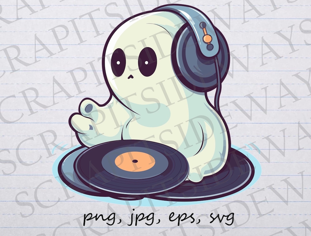 DJ Ghost Clipart Vector Graphic Svg Png Jpg Eps Disc Jockey Deejay - Etsy