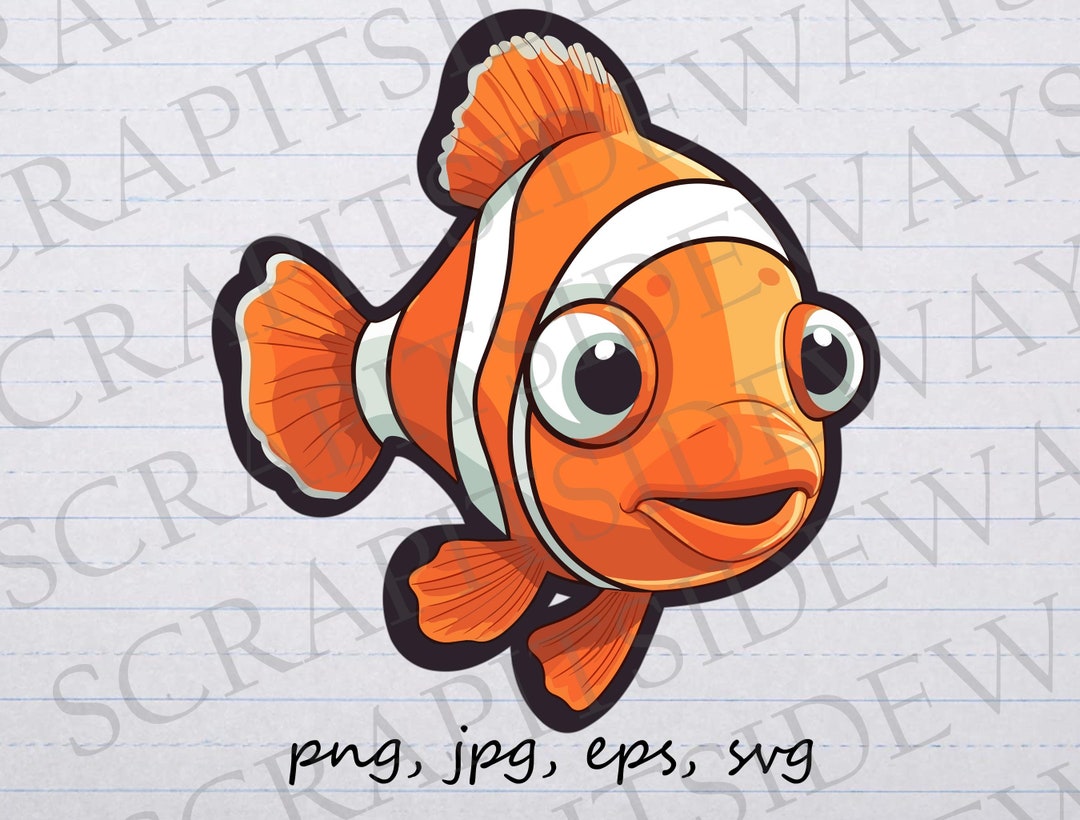 Cartoon Clown Fish Clipart Vector Graphic Svg Png Jpg Eps Fishing Ocean ...