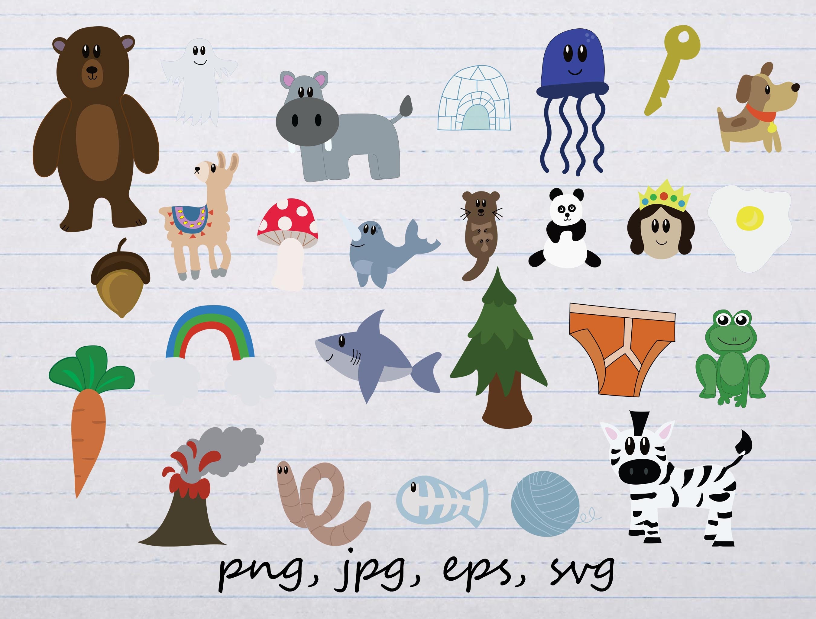 Full Alphabet Clipart A to Z Vector Graphics and Elements Svg | Etsy