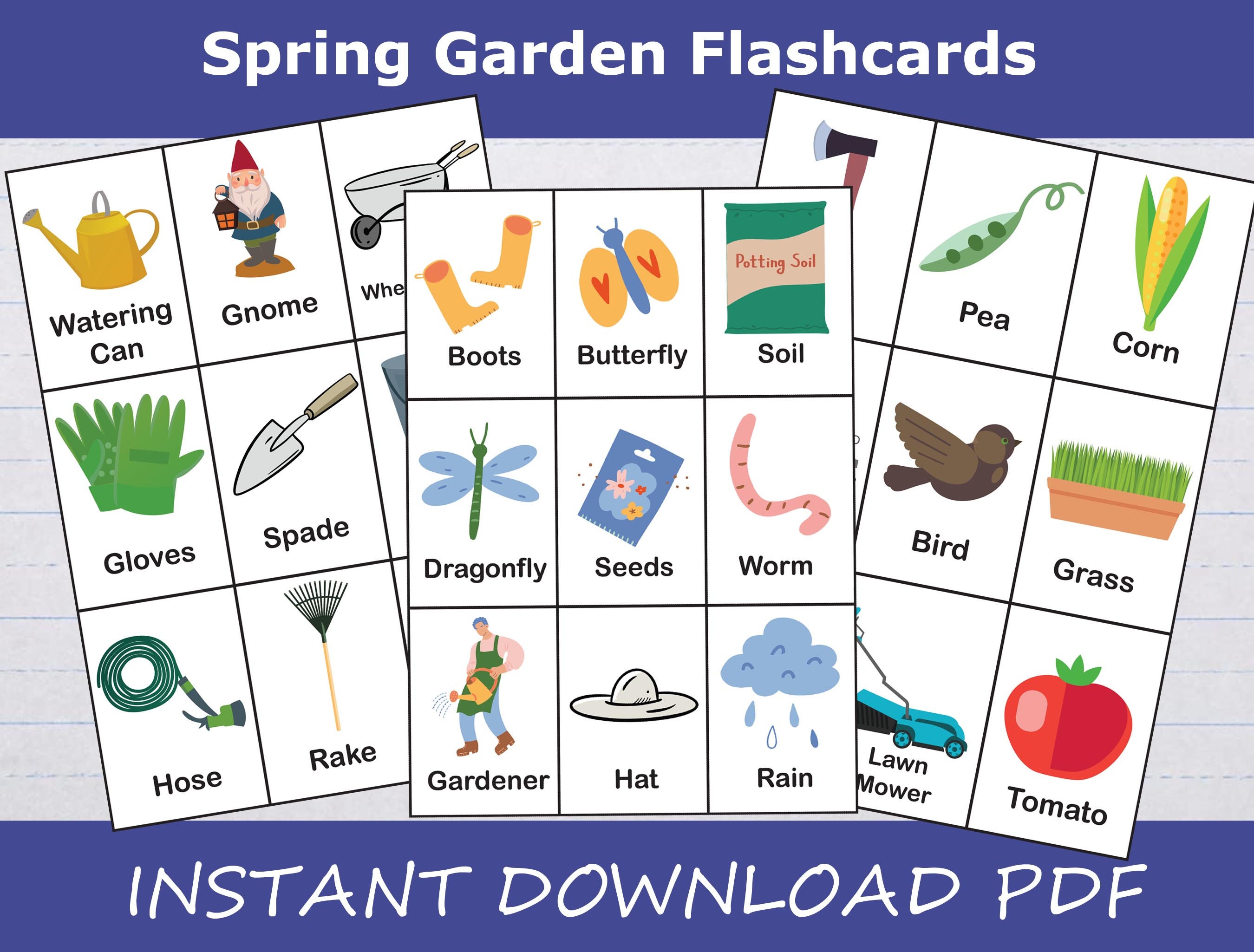 Set of 27 Spring Garden Flashcards Vocabulary Words Printable - Etsy