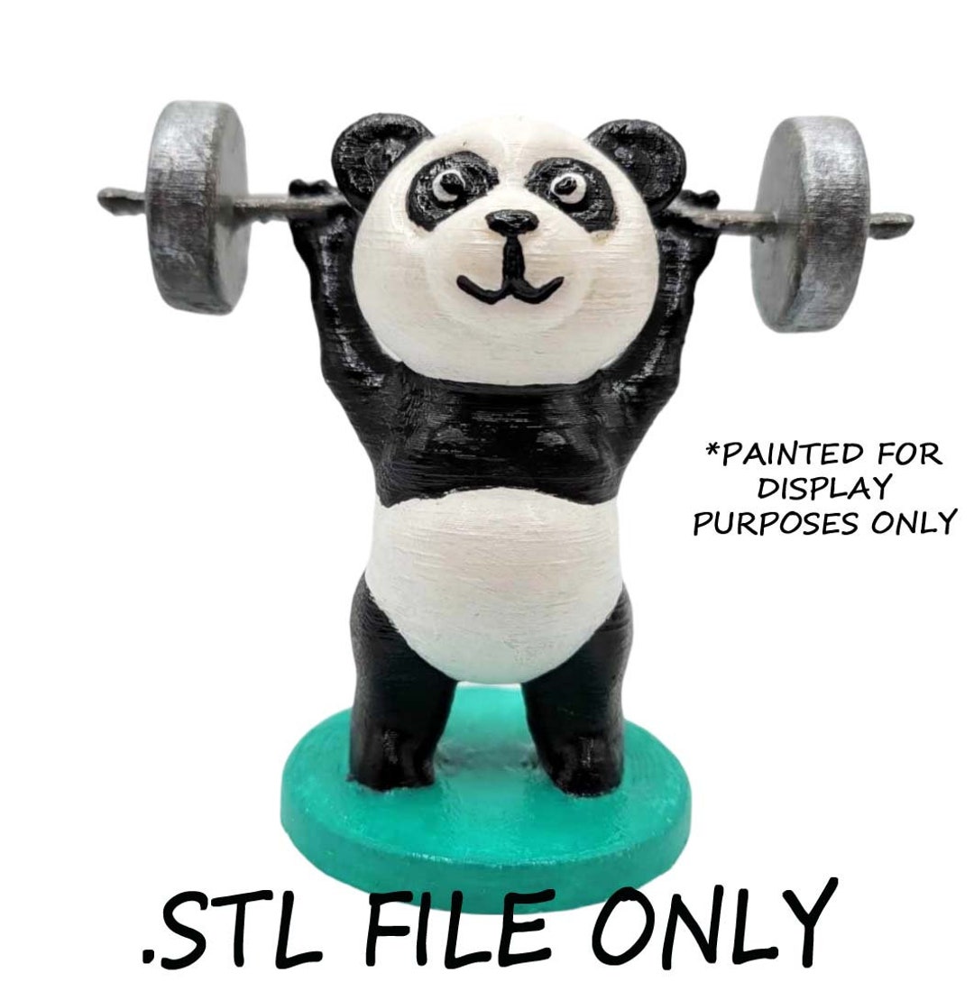 Crossfit Panda STL File ONLY, Panda With Weights, Gym Panda, Gym Bear ...