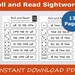 Roll and Read Sight Words Worksheets 13 Page Printable Instant Download ...