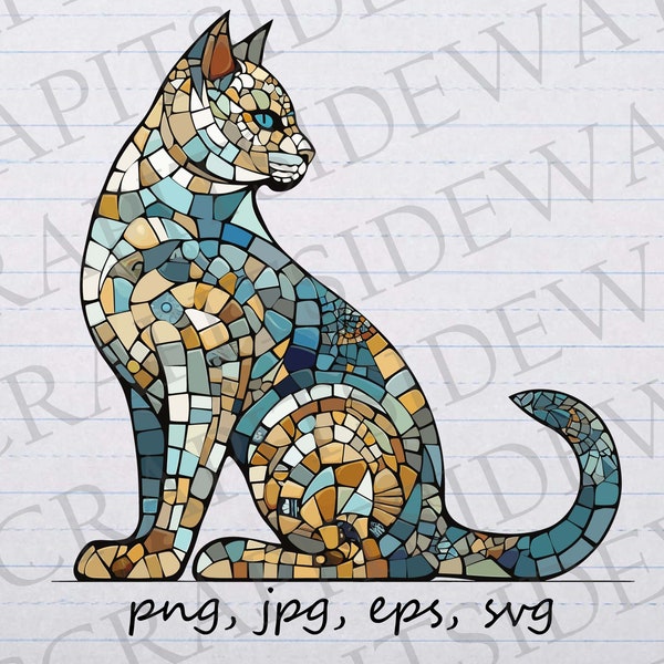 Mosaic Cat Svg - Etsy