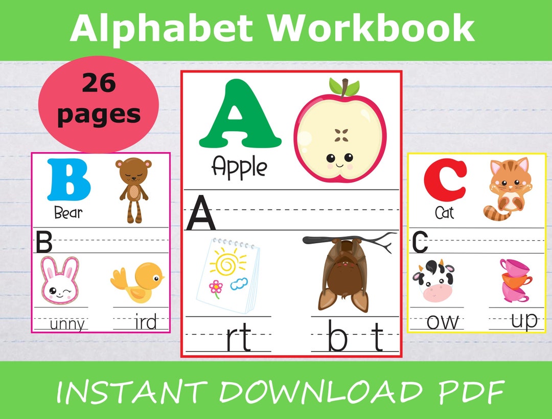 26 Page Alphabet Worksheet Printable Instant Download Educational ...
