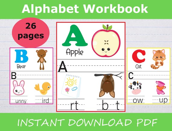 26 Page Alphabet Worksheet Printable Instant Download - Etsy