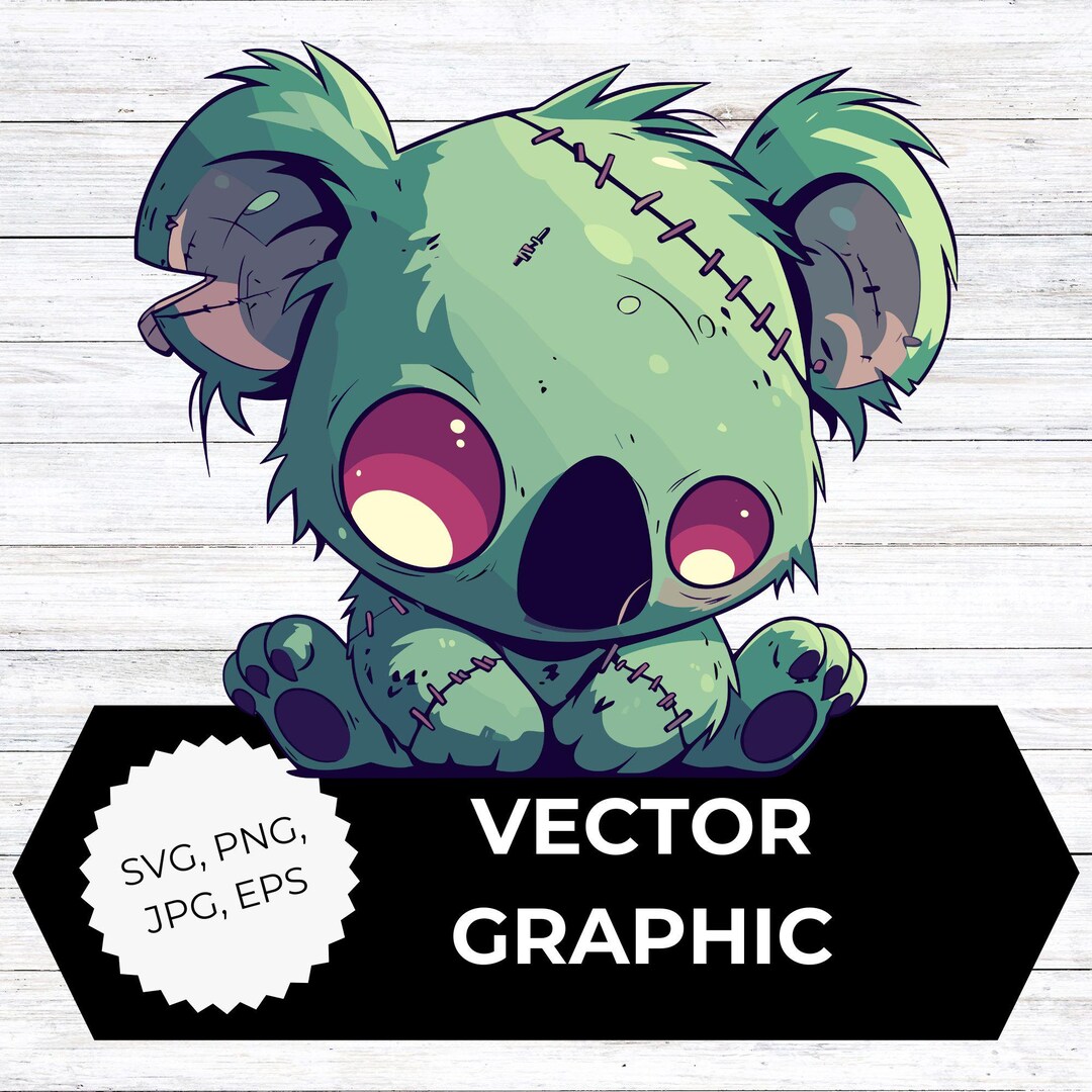Creepy Cute Frankenstein Koala Clipart | Adorable Monster Koala SVG PNG ...