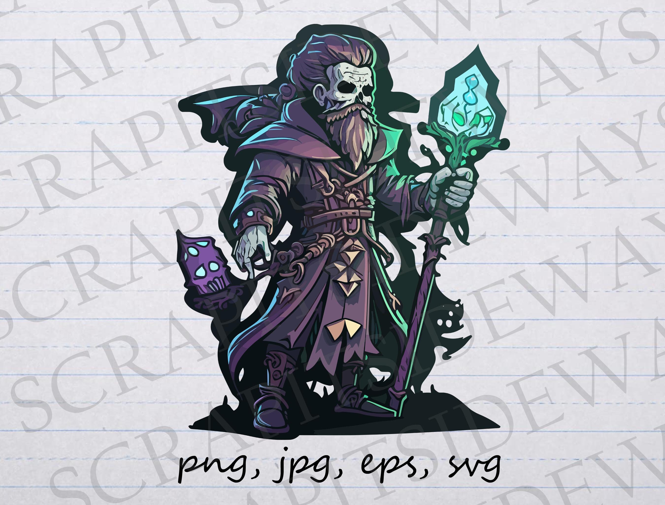 Fantasy Necromancer Clipart Vector Graphic Svg Png Jpg Eps - Etsy
