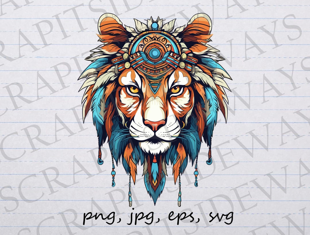 Boho Lion Clip Art Clipart Vector Graphic Svg Png Jpg Eps Sticker ...