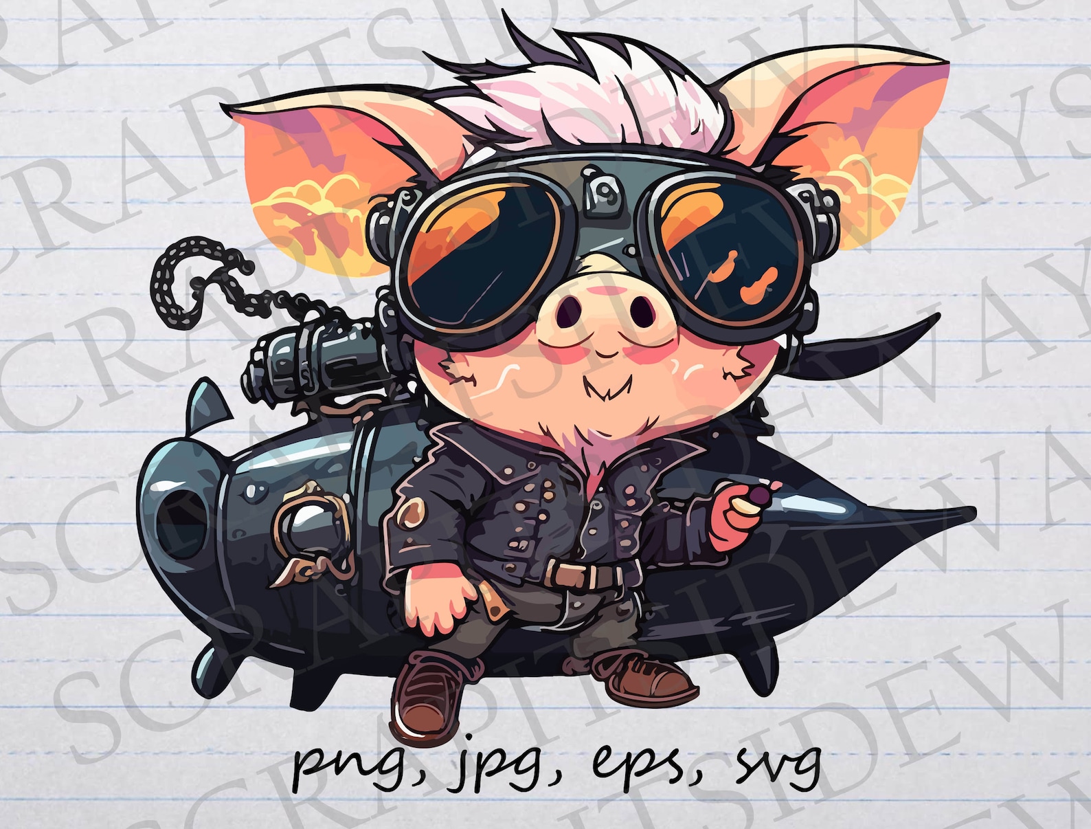 Steampunk Pig Clipart Vector Graphic Svg Png Jpg Eps Rocket Pig - Etsy ...