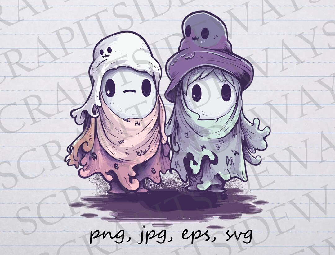 Ghosts in Ghost Costumes Clip Art Clipart Vector Graphic Svg Png Jpg ...