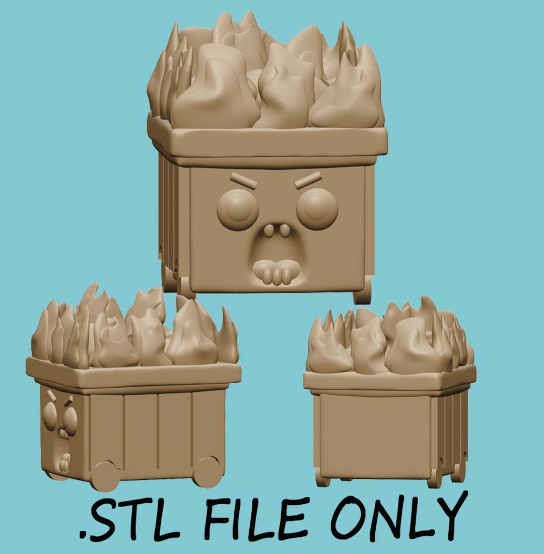 Dumpster Fire STL File ONLY, Angry Dumpster, Angry Trash Can, Funny Stl ...