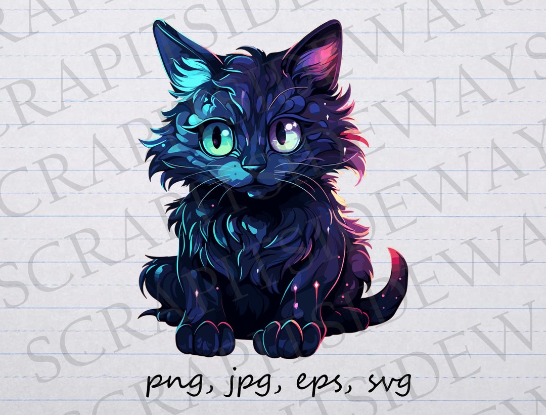 Cute Black Cat Clipart Vector Graphic Svg Png Jpg Eps Kitten Cute Kitty ...