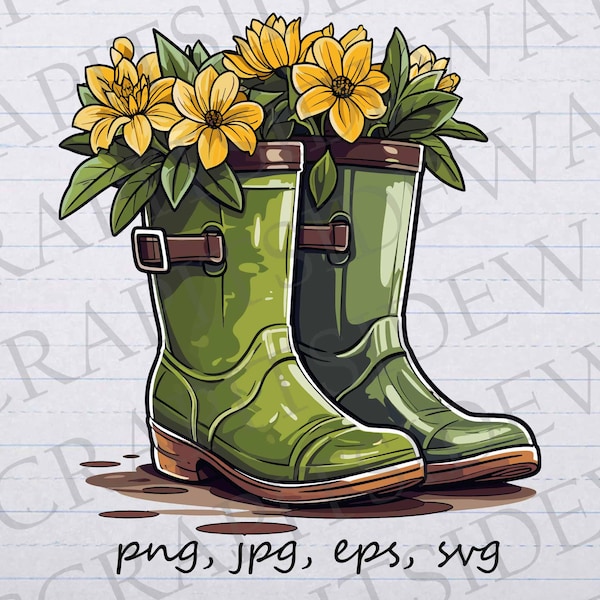 Flowers in Wellies Svg - Etsy
