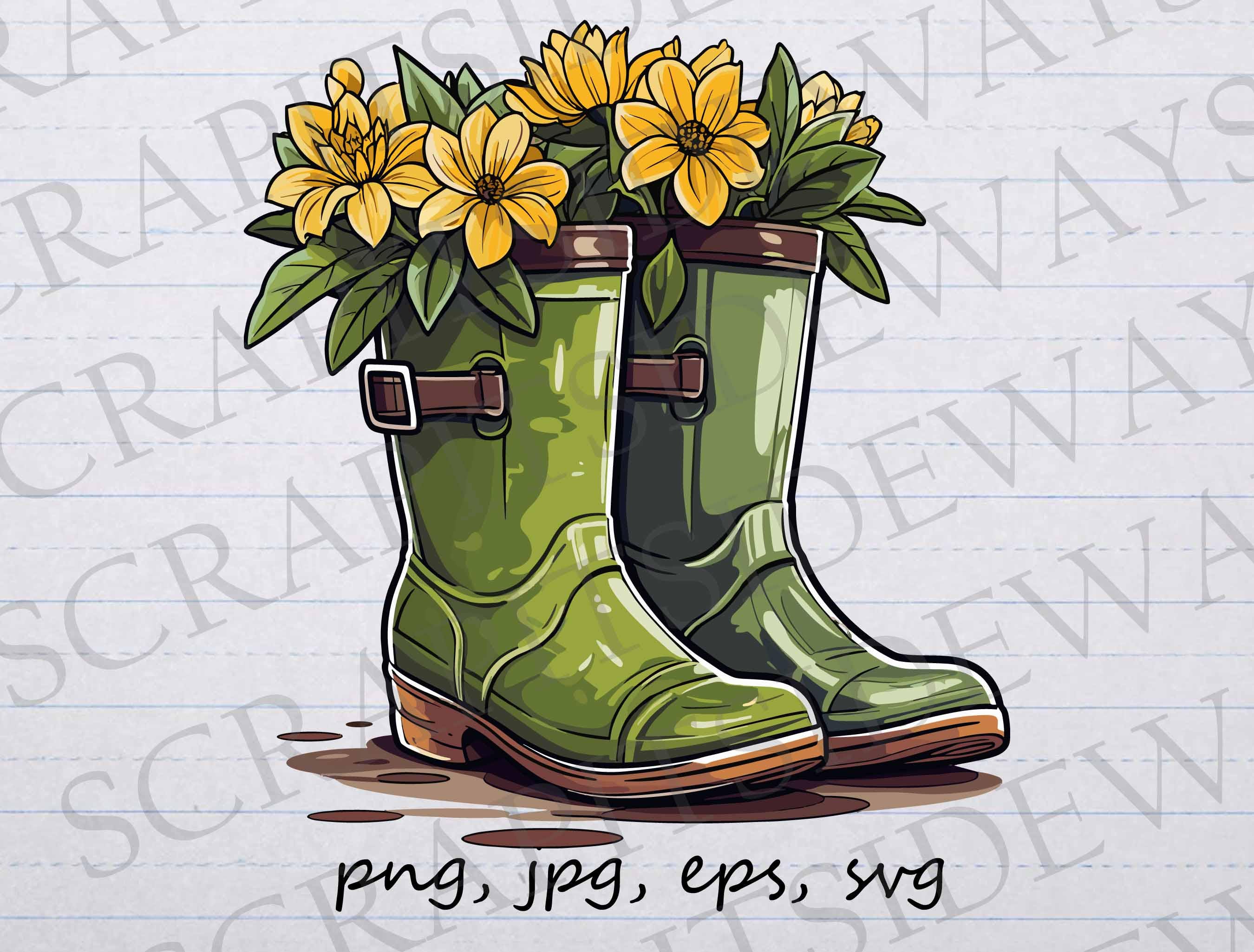 Wellington Boots With Flowers Clip Art Clipart Vector Graphic Svg Png ...