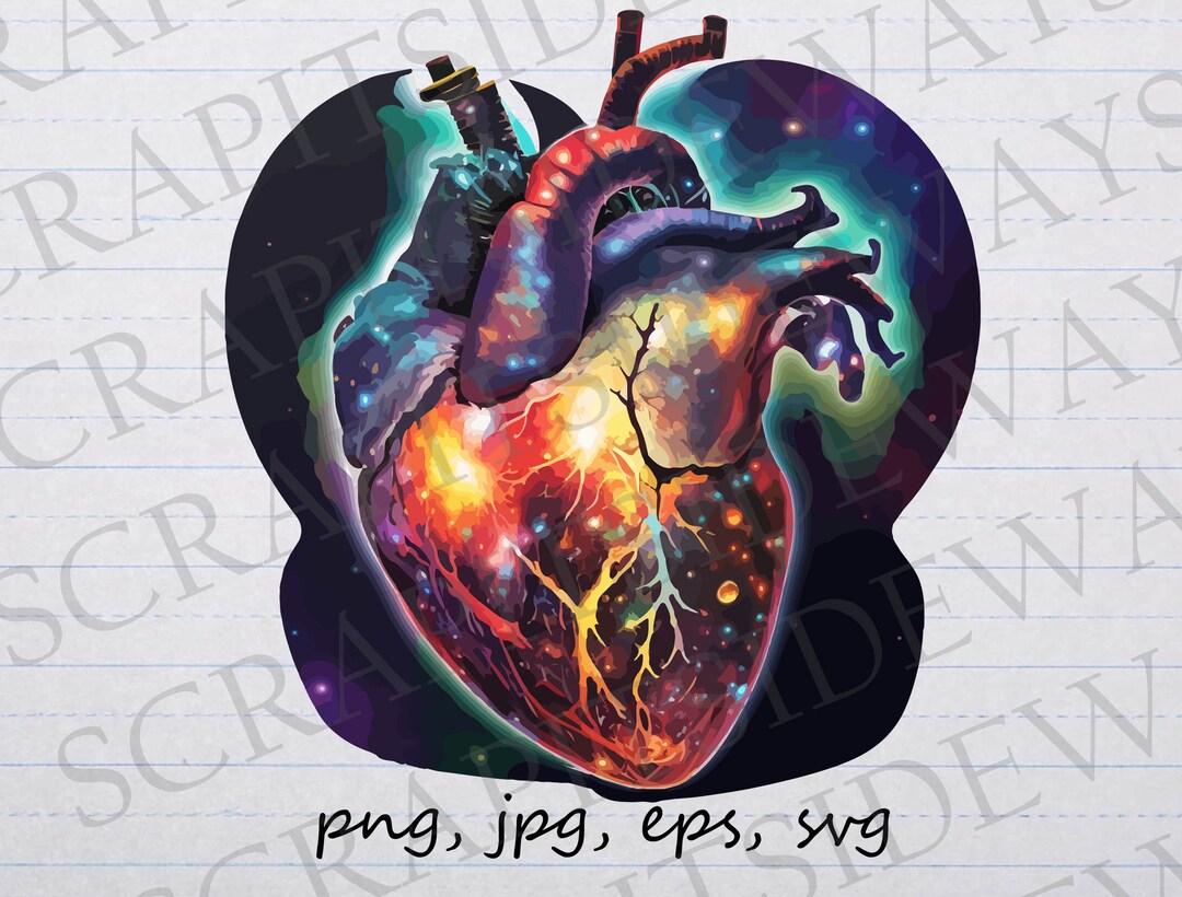 Anatomical Galaxy Heart Clipart Vector Graphic Svg Png Jpg Eps Outer ...