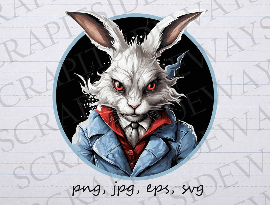 Sinister White Rabbit Clip Art Clipart Vector Graphic Svg Png Jpg Eps ...