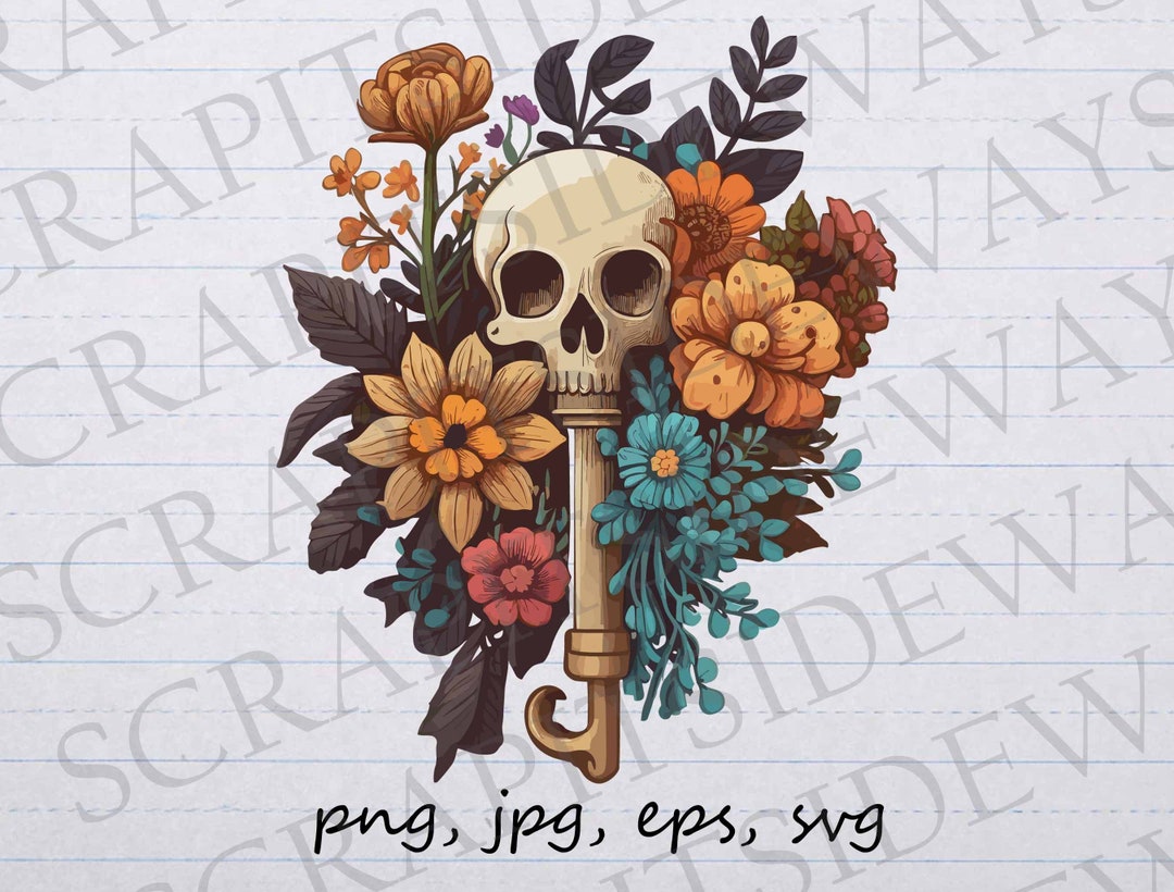Floral Skeleton Key Clip Art Clipart Vector Graphic Svg Png Jpg Eps ...