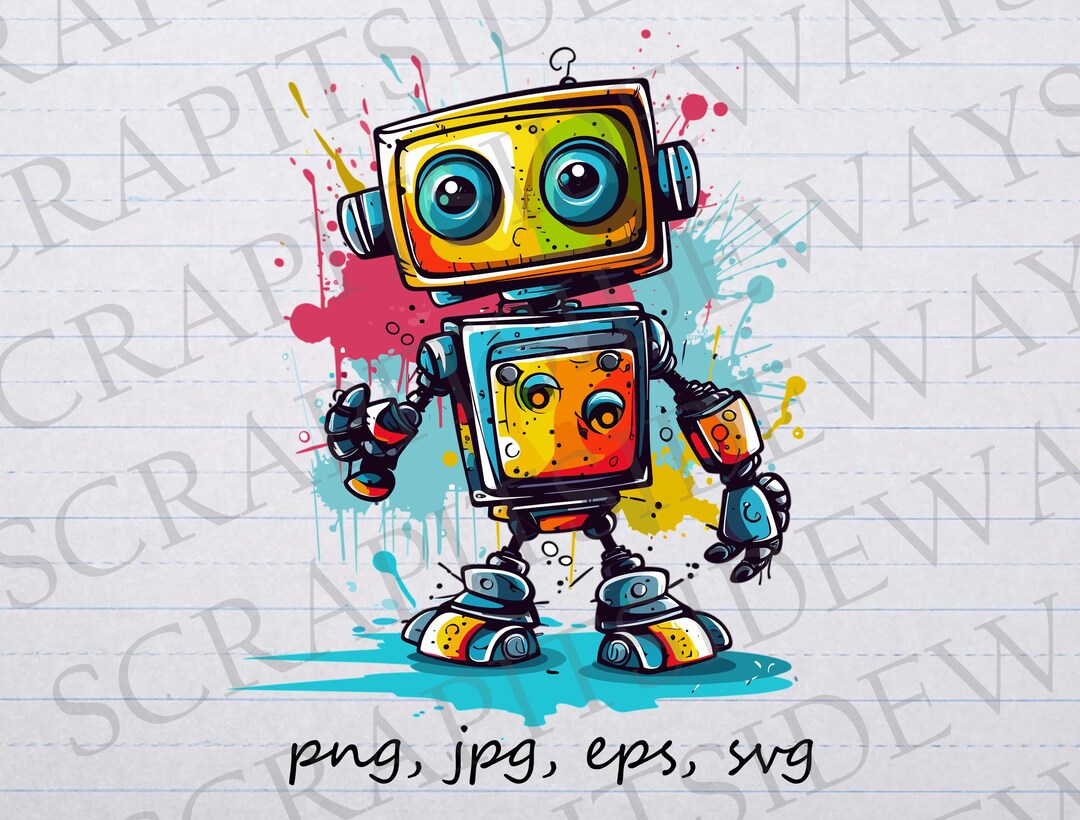 Cute Colorful Robot Clipart Vector Graphic Svg Png Jpg Eps Sticker ...
