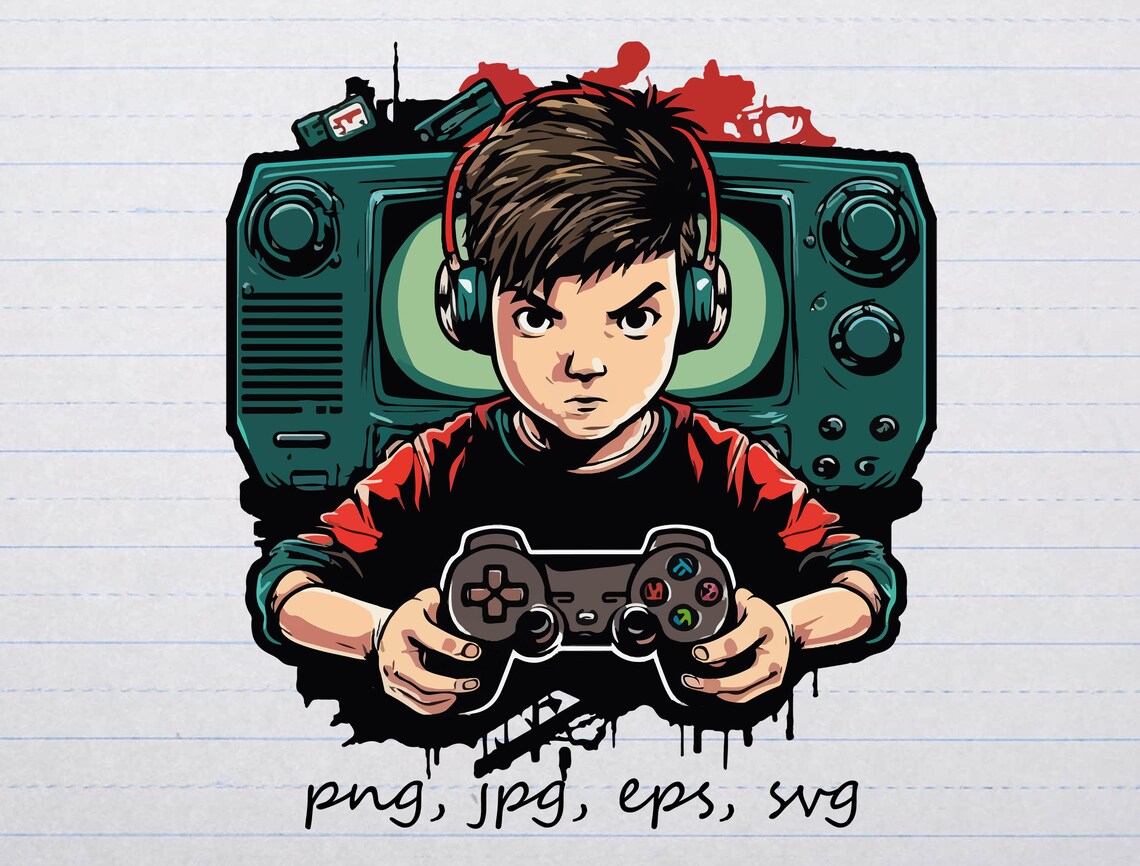 Video Gamer Boy Clipart Vector Graphic Svg Png Jpg Eps Gamer - Etsy