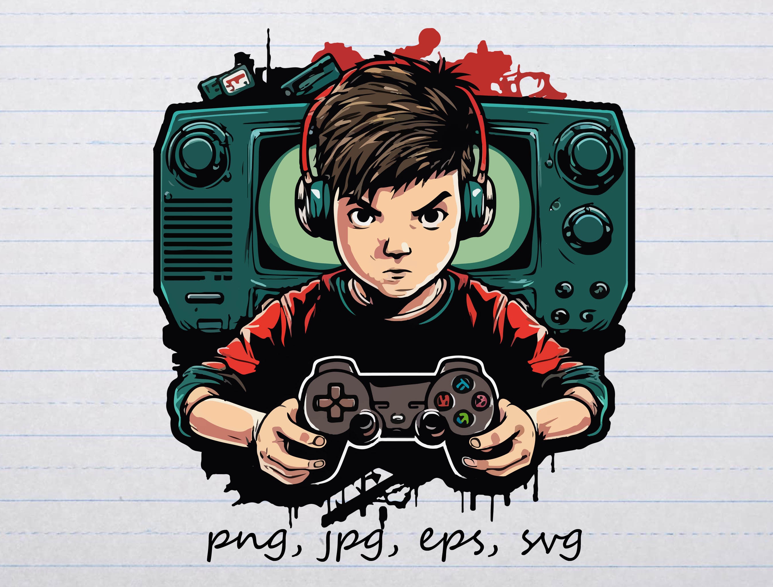 Video Gamer Boy Clipart Vector Graphic Svg Png Jpg Eps Gamer - Etsy