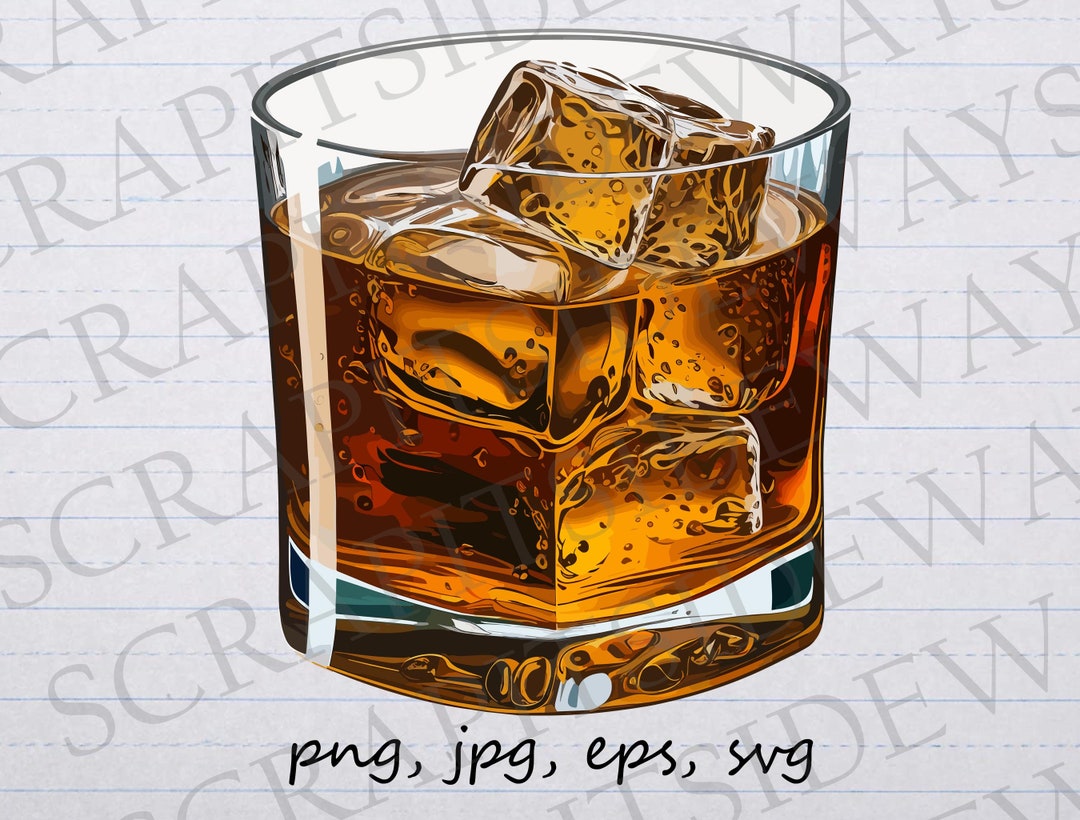 Glass of Whiskey Drink Clipart Vector Graphic Svg Png Jpg Eps Sticker ...