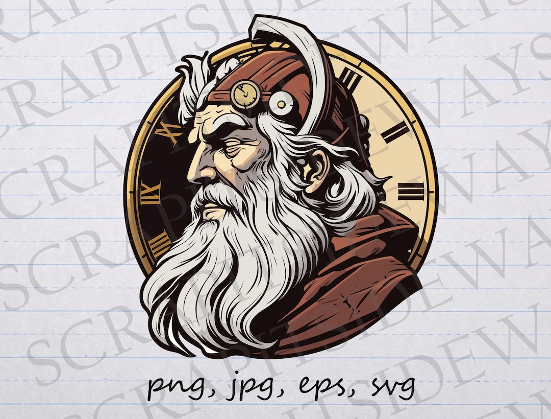Father Time Clipart Vector Graphic Svg Png Jpg Eps Old Man Clock Watch ...