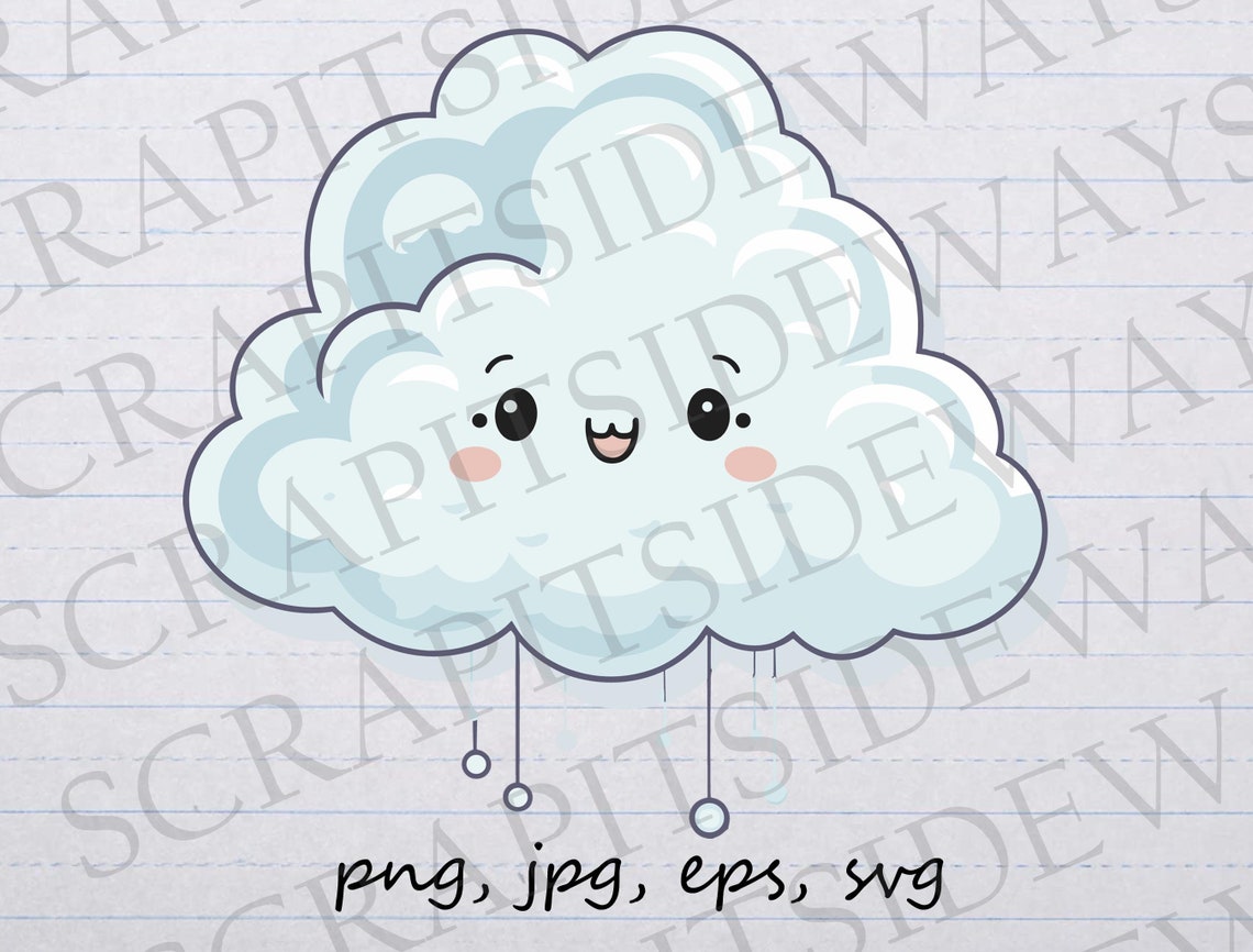 Cute Rain Cloud Clipart Vector Graphic Svg Png Jpg Eps Weather Happy ...