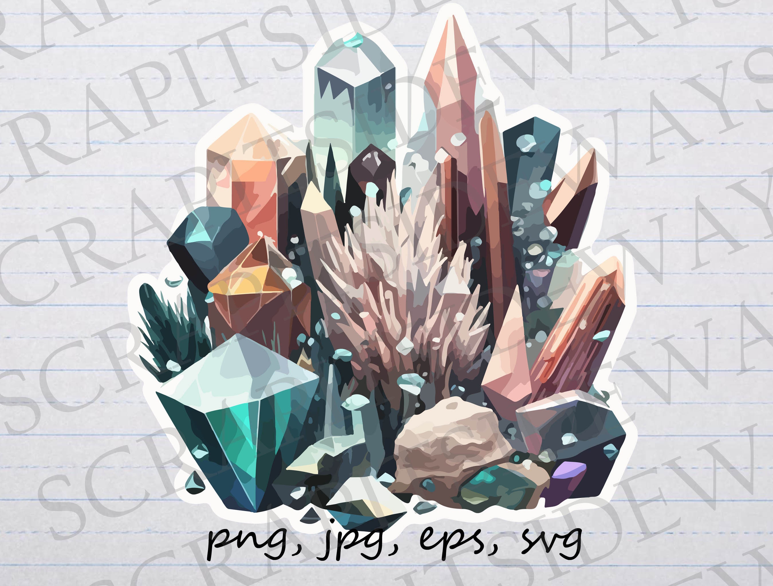 Crystals Clipart Vector Graphic Svg Png Jpg Eps Crystal - Etsy Canada