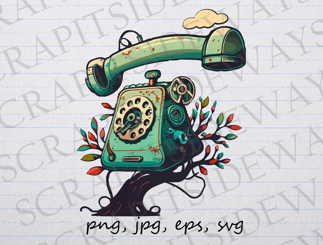 Whimsical Phone in Tree Clipart Vector Graphic Svg Png Jpg Eps Rotary ...