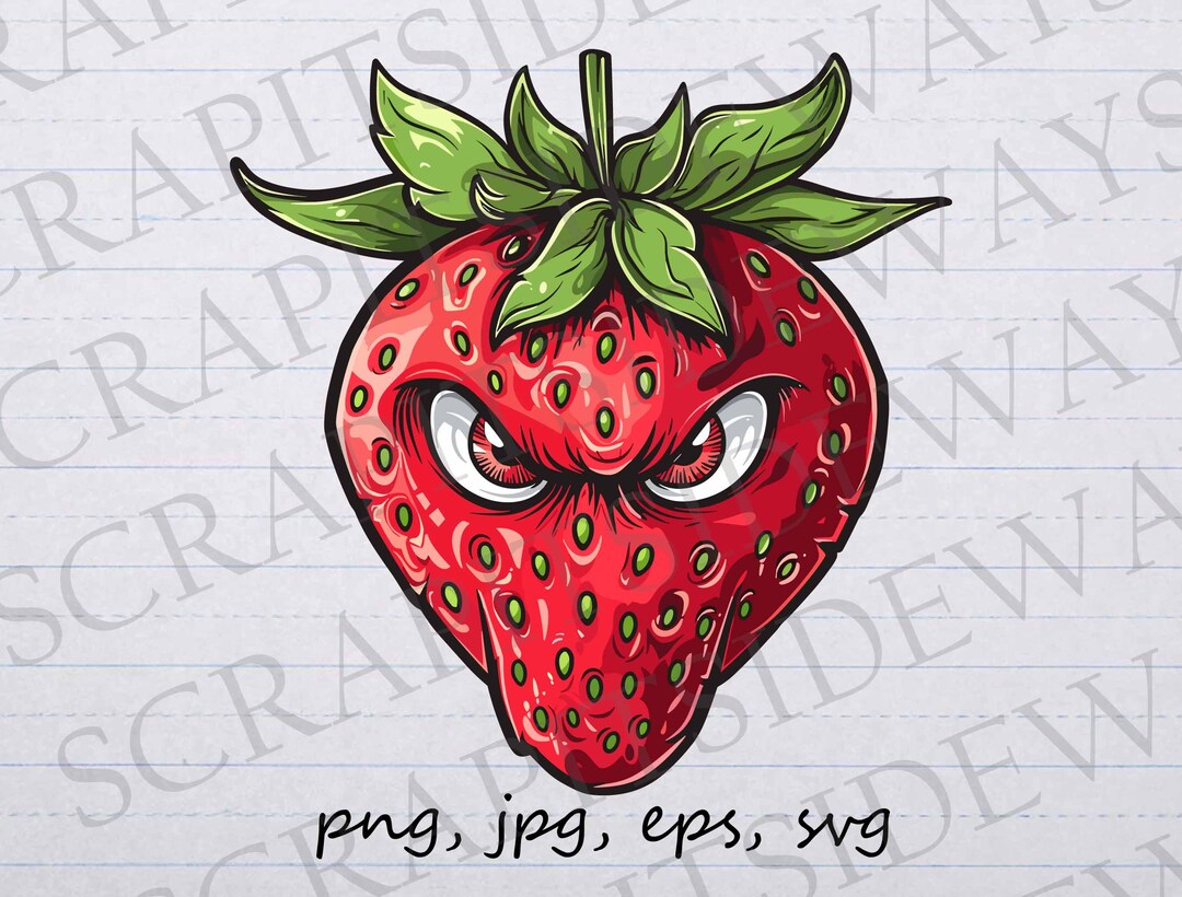 Evil Strawberry Clip Art Clipart Vector Graphic Svg Png Jpg Eps, Angry ...