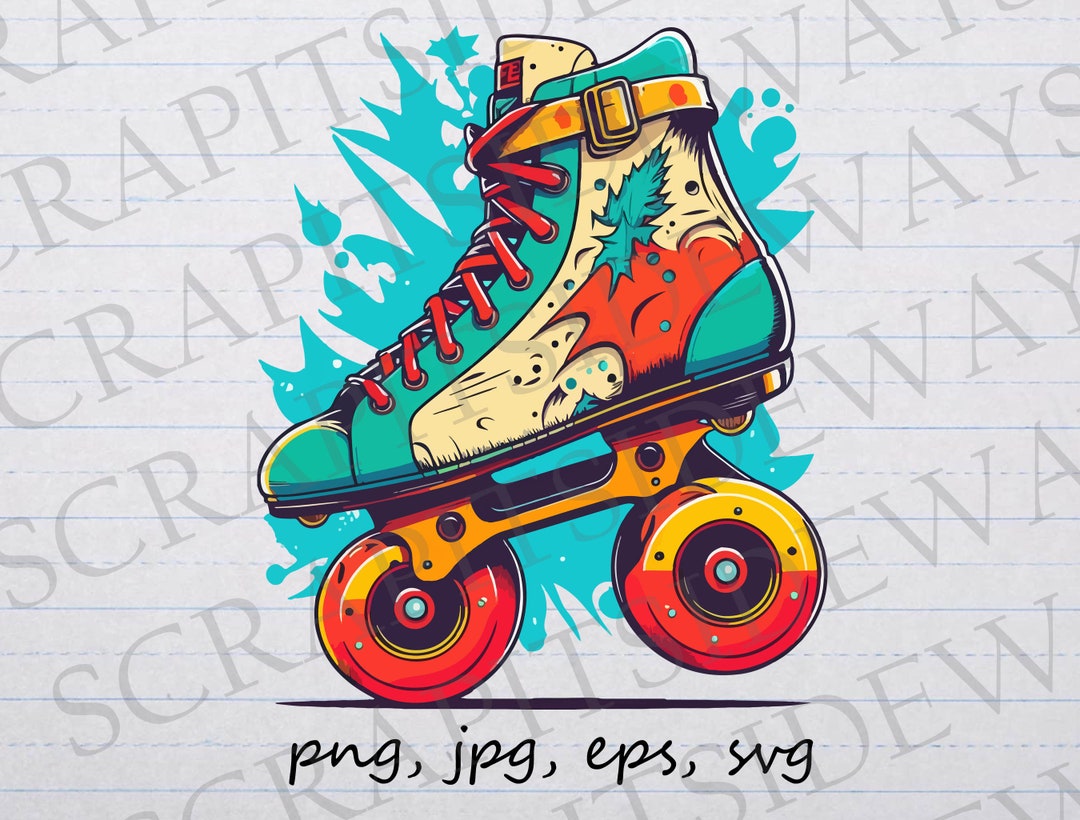 Retro Roller Skate Clipart Vector Graphic Svg Png Jpg Eps Skating ...