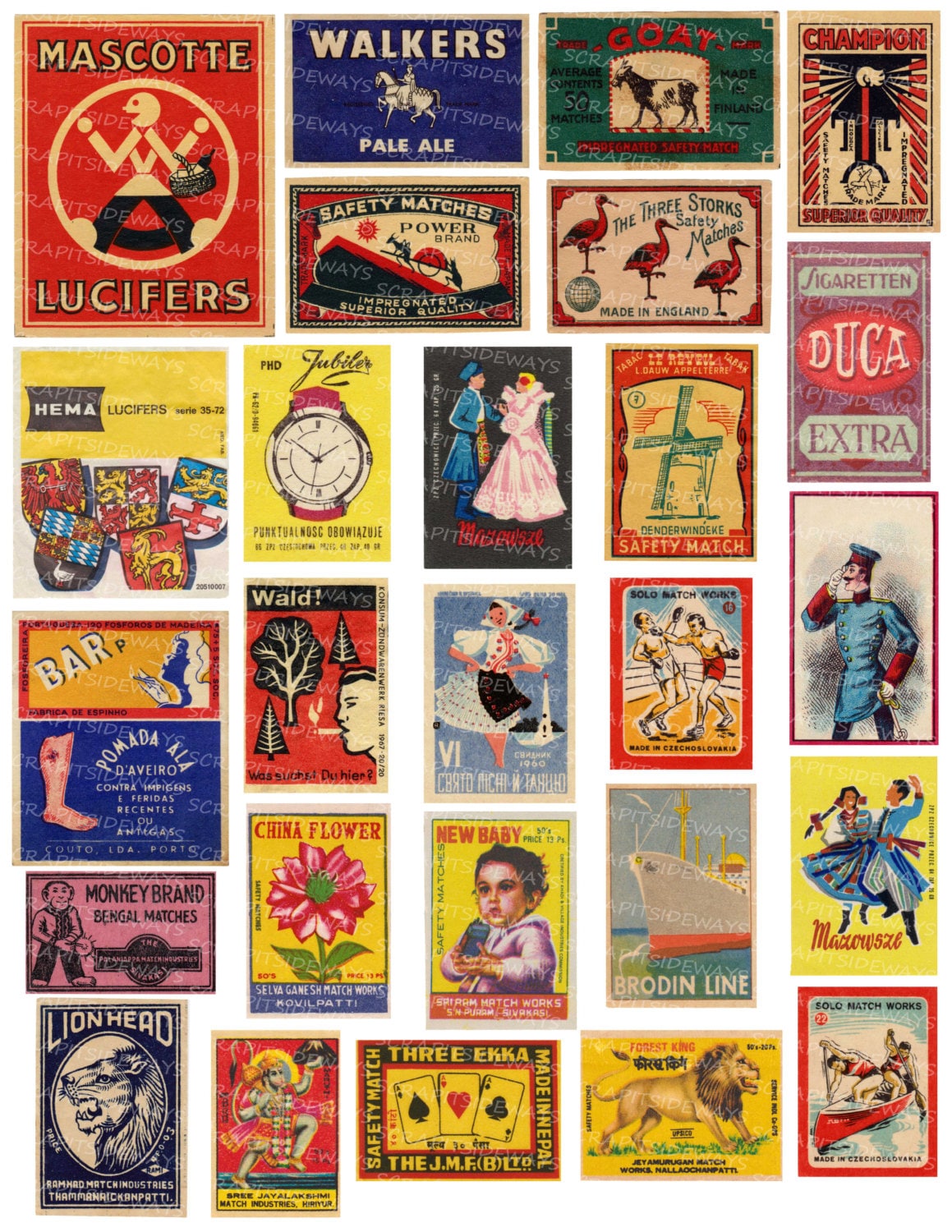 Vintage Matchbox Labels Digital Collage Sheet INSTANT DOWNLOAD ...