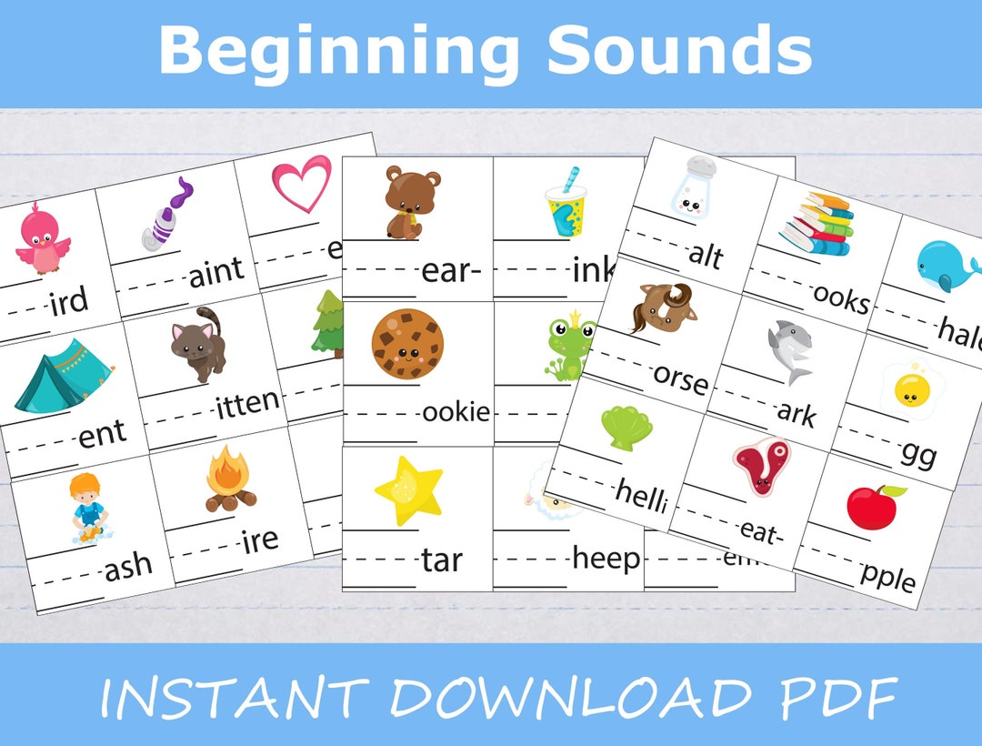 3 Page Beginning Sounds Word Worksheet Printable Instant Download ...