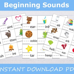 3 Page Beginning Sounds Word Worksheet Printable Instant Download ...