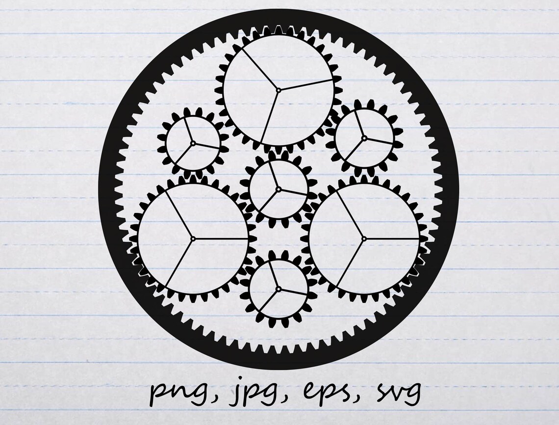 Clockwork Gears Cogs Clipart Vector Graphic Svg Png Jpg Eps - Etsy