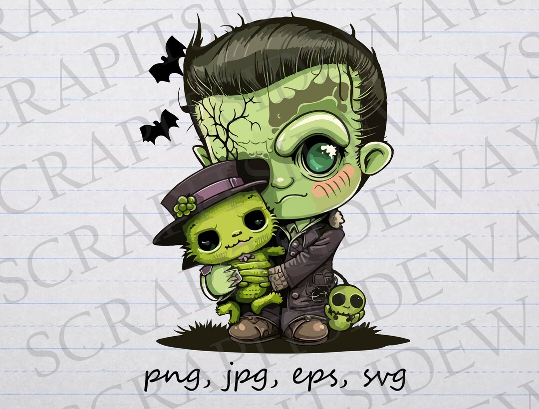 Cute Frankenstein With Plushie Clipart Vector Graphic Svg Png Jpg Eps ...