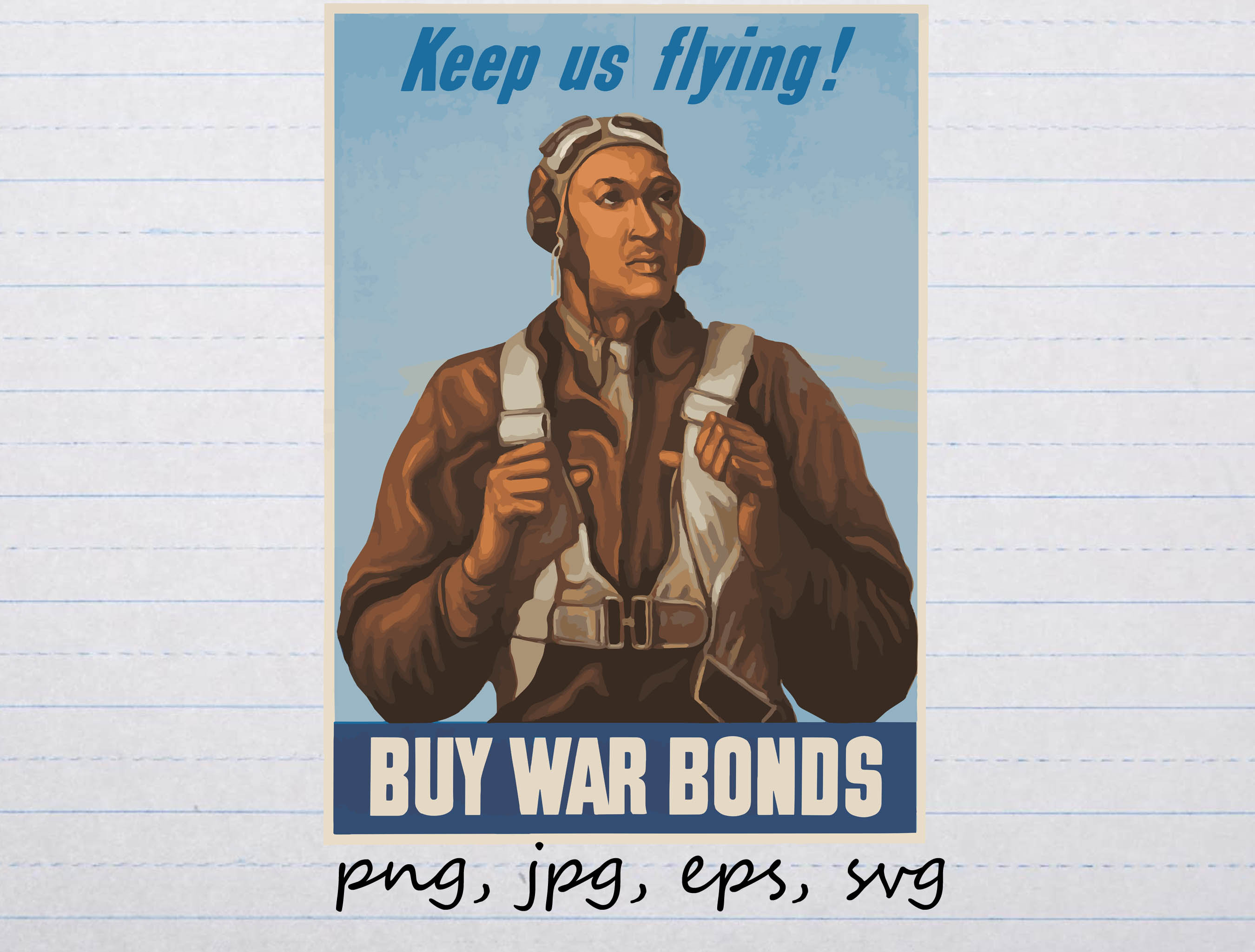 Keep Us Flying War Bonds Vintage Poster Clipart Vector Graphic Digital ...