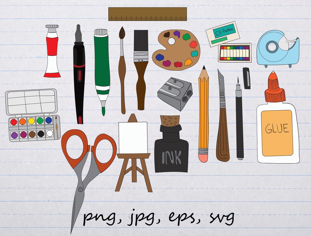 Art Supplies Clipart Vector Graphics Eps Svg Png Jpeg School Supplies ...