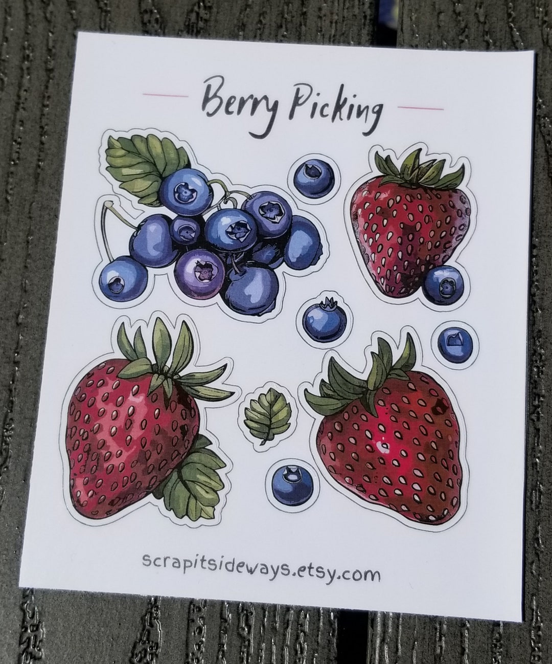 Berry Picking Vinyl Sticker Sheet, Water Resistant Decals, Mini ...