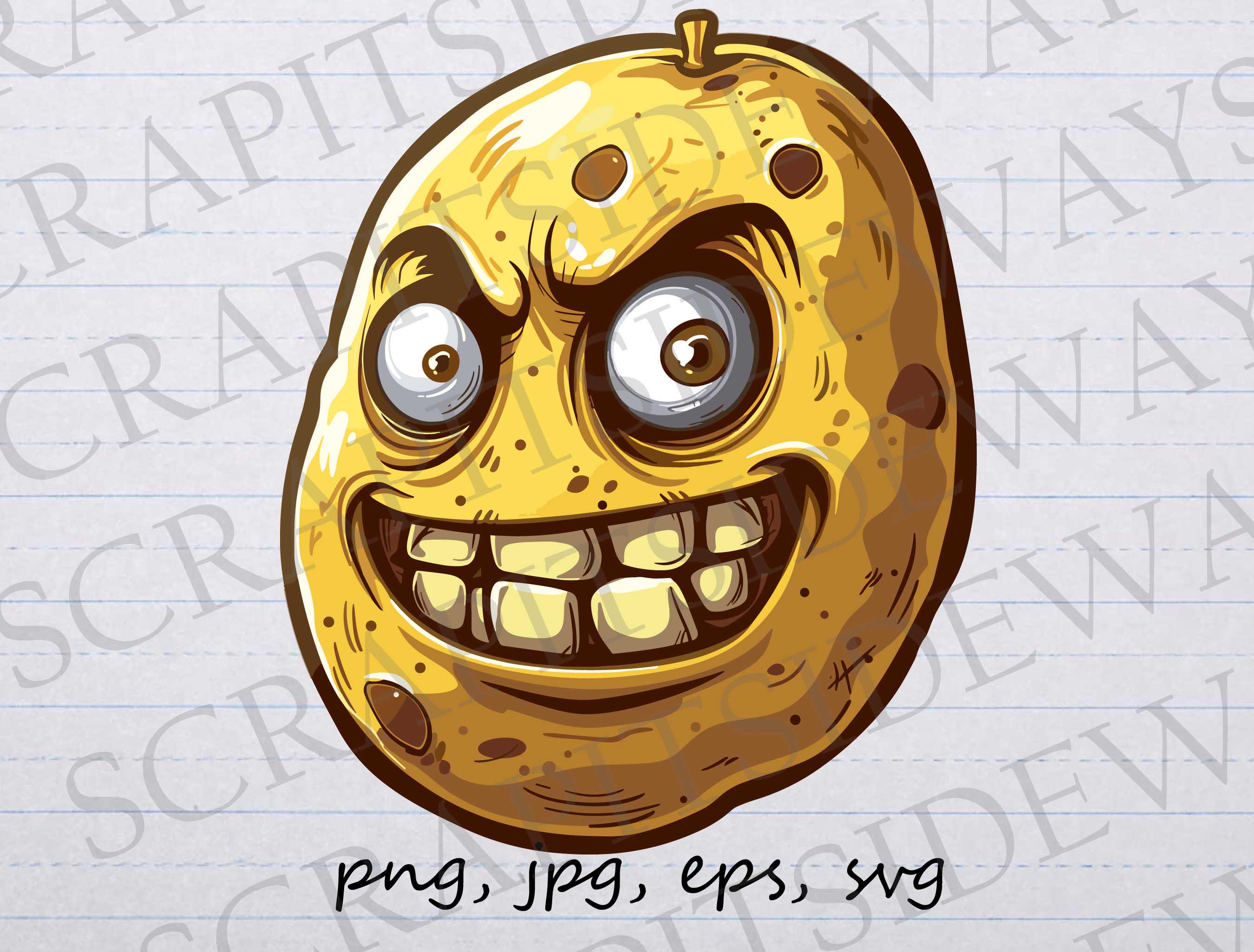 Evil Potato Clip Art Clipart Vector Graphic Svg Png Jpg Eps, Funny Food ...