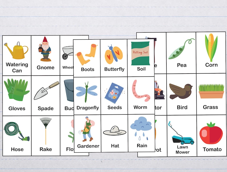 Set of 27 Spring Garden Flashcards Vocabulary Words Printable Instant ...